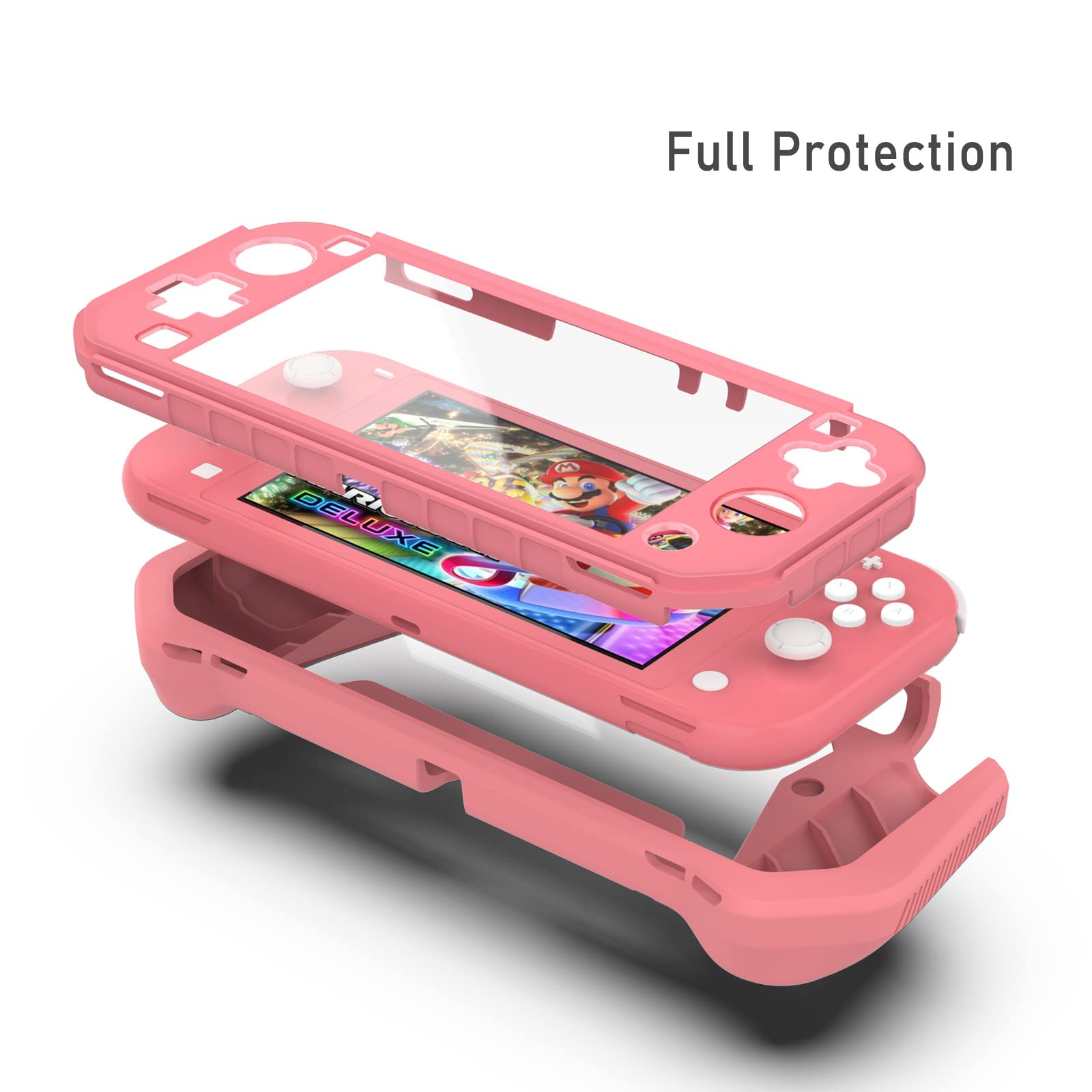Switch Case for Nintendo Switch, Protective Cover with Built-in PC Screen & 2 Thumb Grip Caps