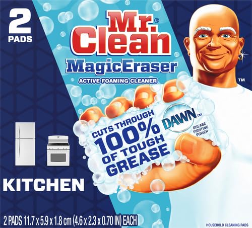 Mr. Clean Magic Eraser Kitchen with Dawn, Cleaning Pads with Durafoam, 2 Count