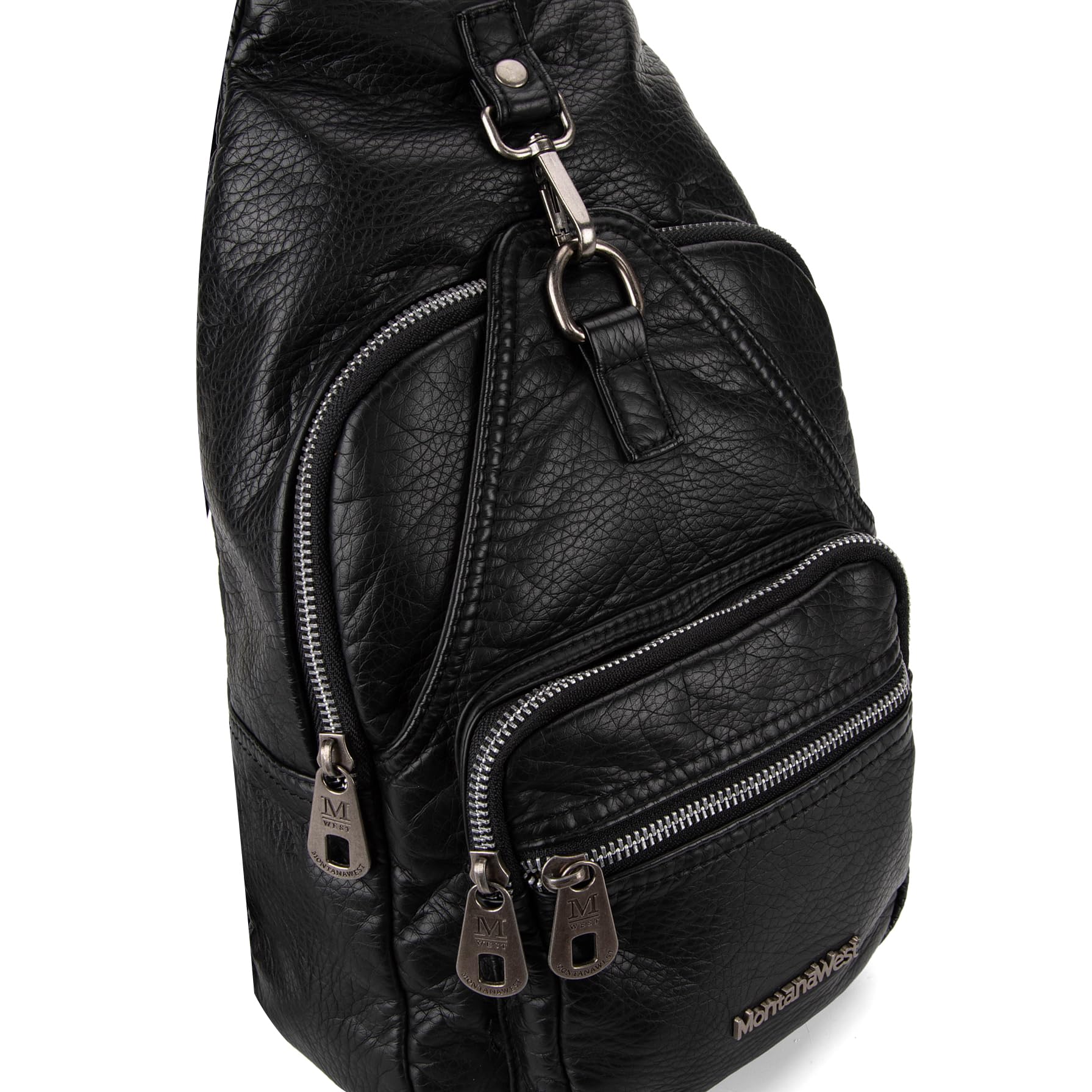 Montana West Small Convertible Backpack for Women Black Sling Bag Shoulder Purse with Vegan Leather One Shoulder Bag for Hiking Travel