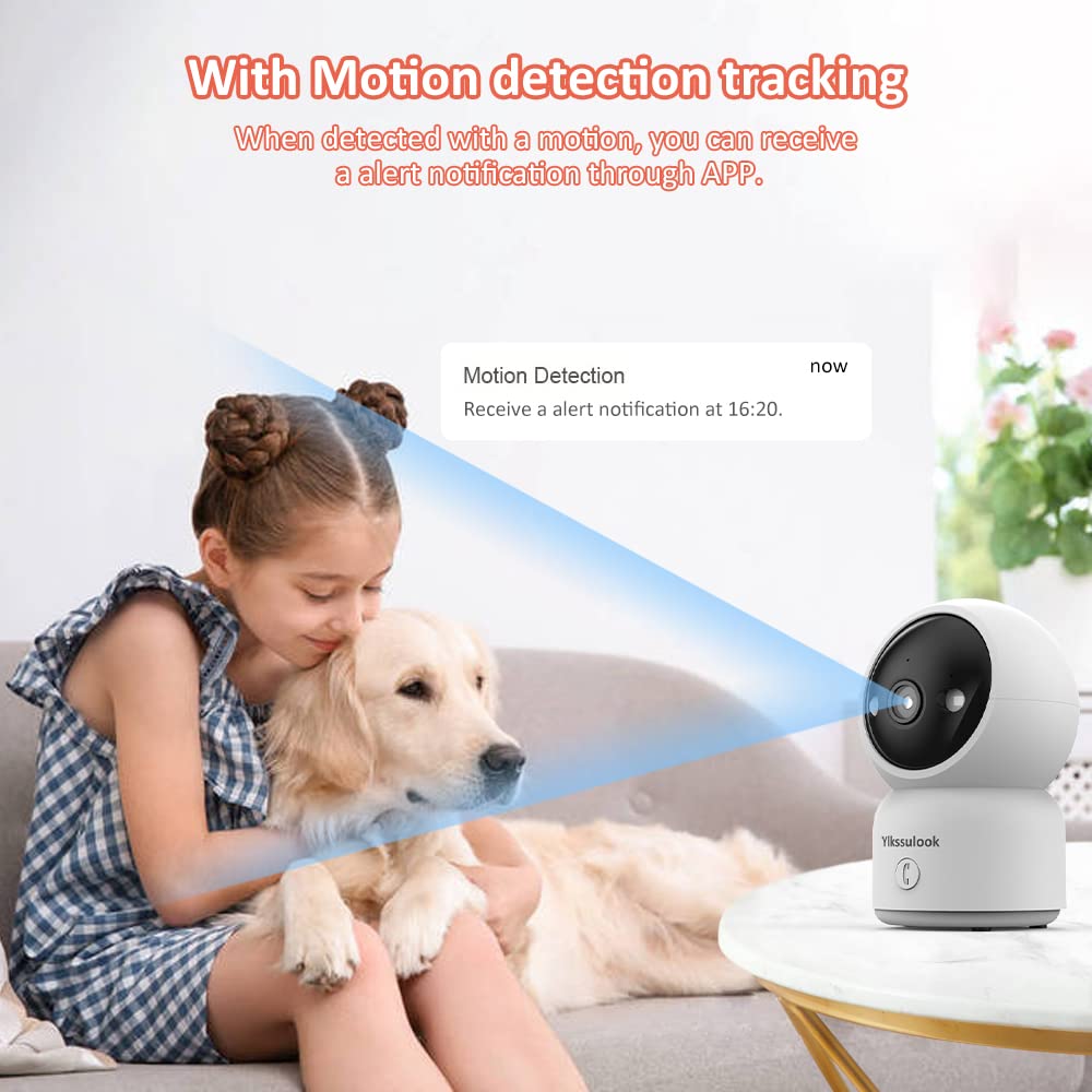 Ylkssulook 2PCS 3MP Indoor Smart Security Camera,2.4G/5G WiFi Baby Monitor Camera&Wireless Pet Camera for Home Security,Motion Detection,Night Vision,One-Key Call/2 Way Audio,Free Cloud Storage