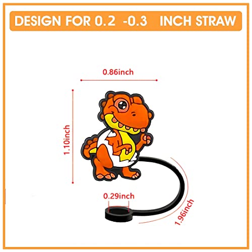 Straw Cover for Stanley Cups, 8pcs Dinosaur Straw Cover Cap - Reusable Dust-Proof Drinking Straw Tips Cover Fit for 6-8mm Straws for Starbucks Cups Tumbler Water Bottle Drink Condoms