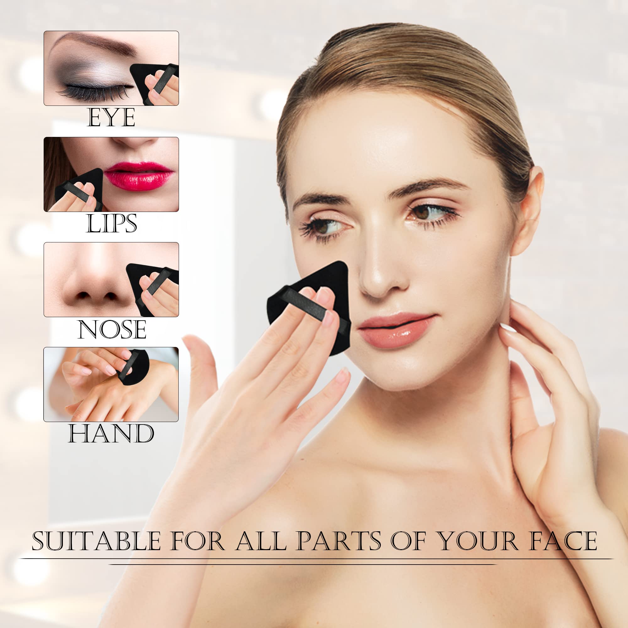 Triangle Powder Puff, Bvcewilty 6 Pieces Soft Velour Makeup Puff for Loose and Body Powder