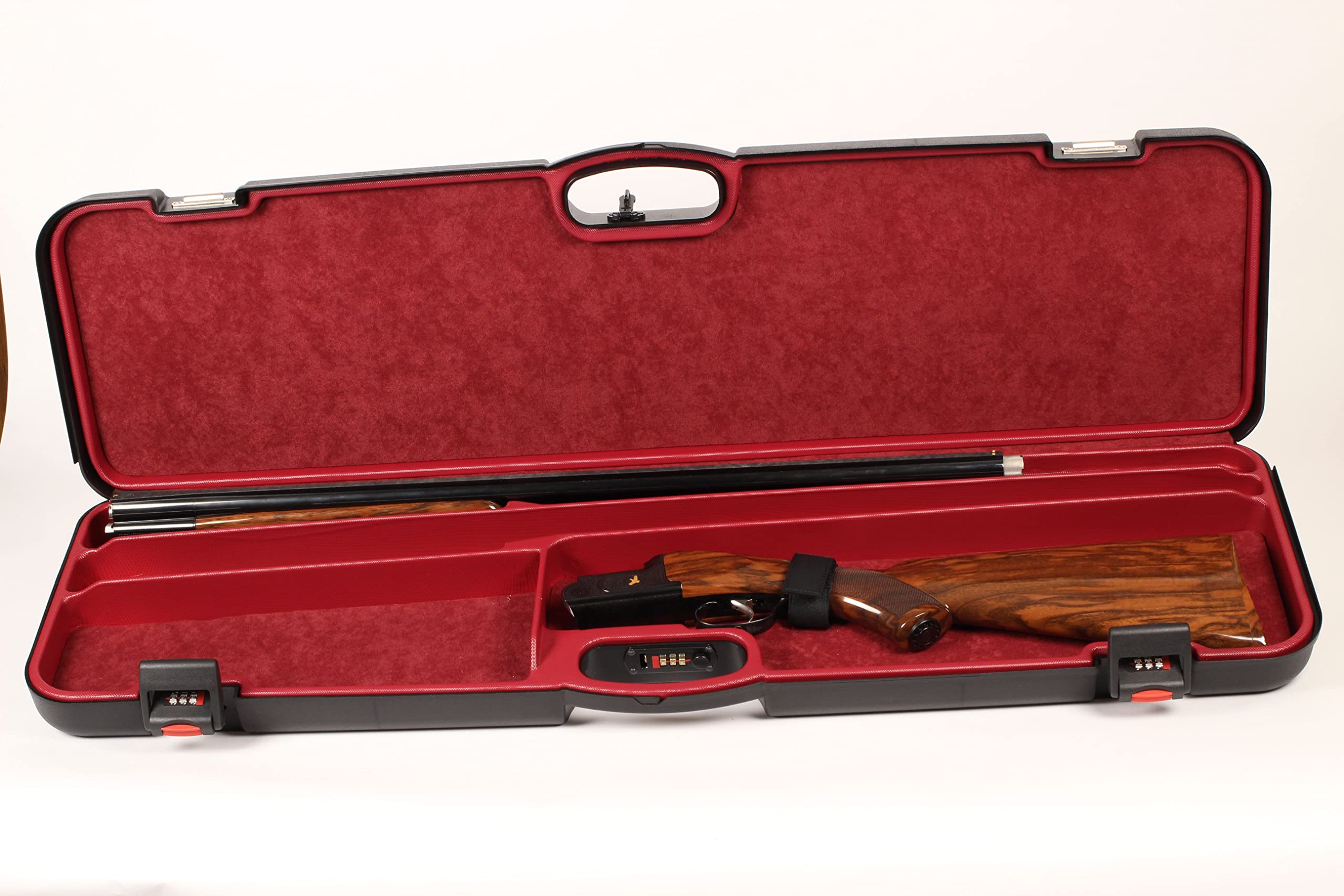 Negrini Cases 1603/IS-2C/4782 Shotgun Case for O/U PP/1 Gun/2 Barrels up to 36-Inch, Black/Red