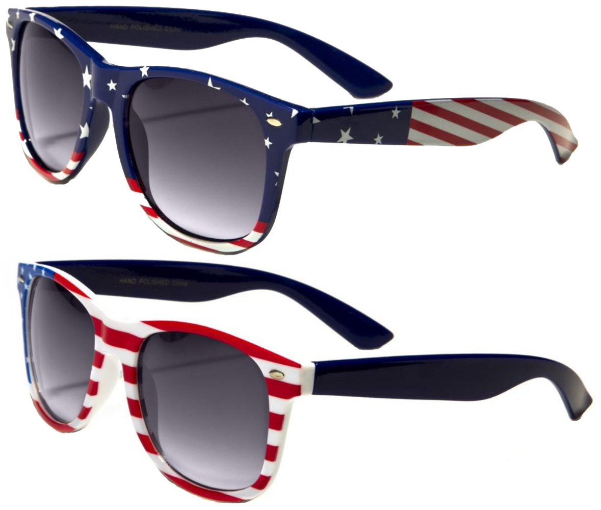 V.W.E. 2 Pairs Classic American Patriot Flag Sunglasses USA bulk