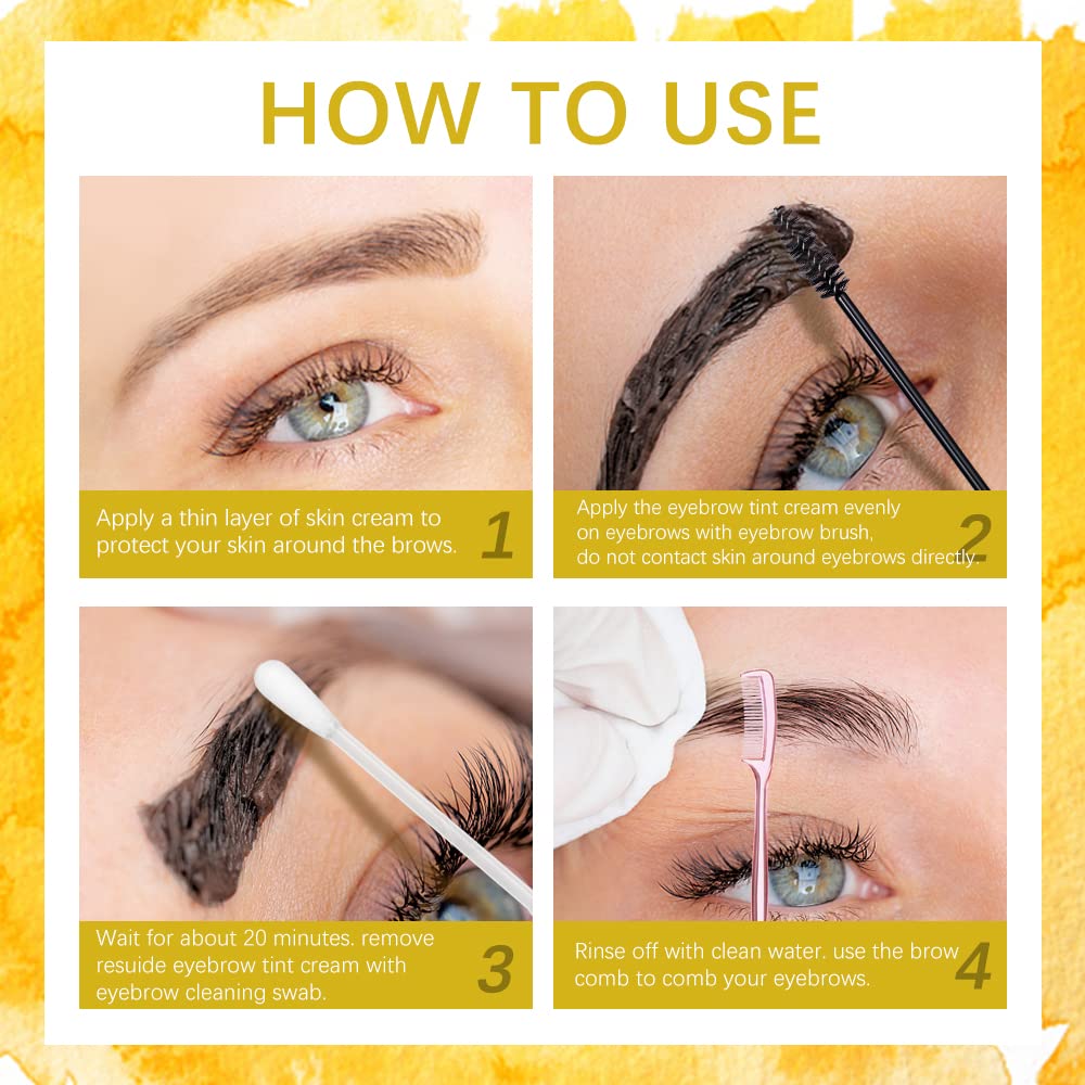 Professional 2-in-1 Eyebrow Tinting Kit - Dark Brown Long-Lasting Instant Brow Coloring Easy to Use Includes Eyelash & Eyebrow Kit (Chestnut Brown)