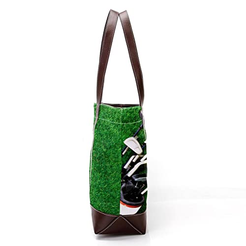 Women's Large Size Canvas Shoulder Bag Hobo Crossbody Handbag Casual Tote, Golf Grass