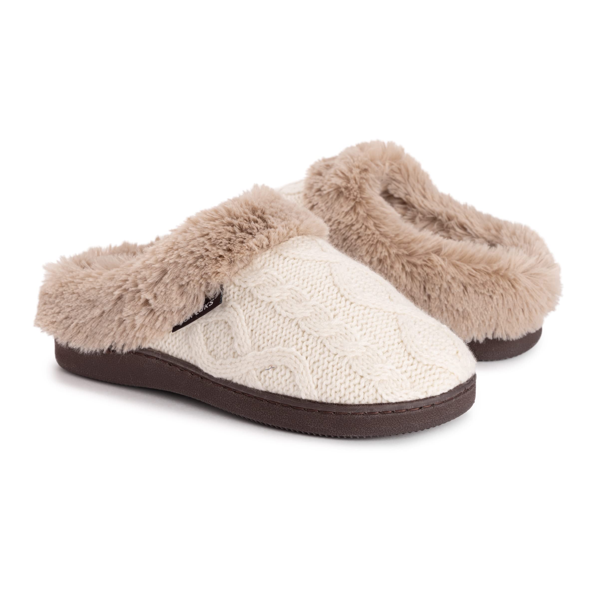 MUK LUKS Women's Suzanne Clog Slippers, Ivory, 9-10