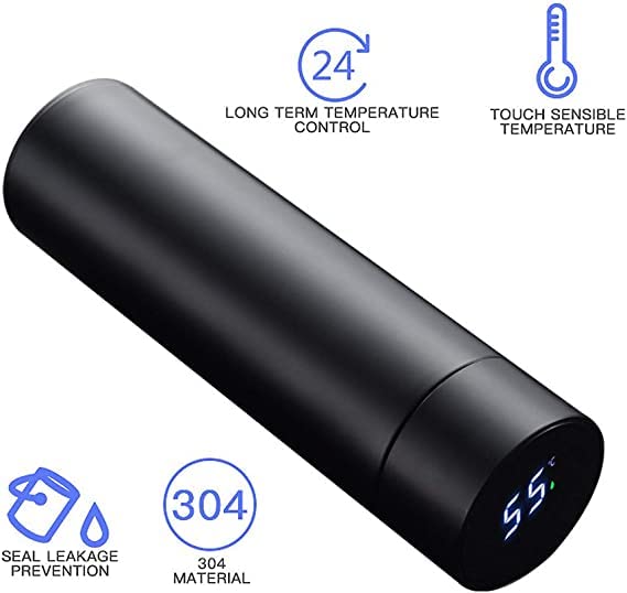 Shari’s Tea – Temperature Controlled Thermos with Infuser - Smart Coffee and Tea Thermos with LED Temperature Display in Fahrenheit, Insulated Bottle Stay Hot or Cold for up to 24 Hrs.