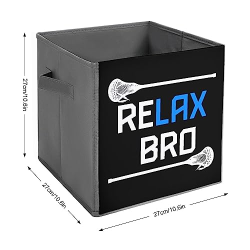 Relax Bro Funny Lacrosse Storage Cubes with Handles Foldable Fabric Bins Organizing Baskets for Shelves Closet