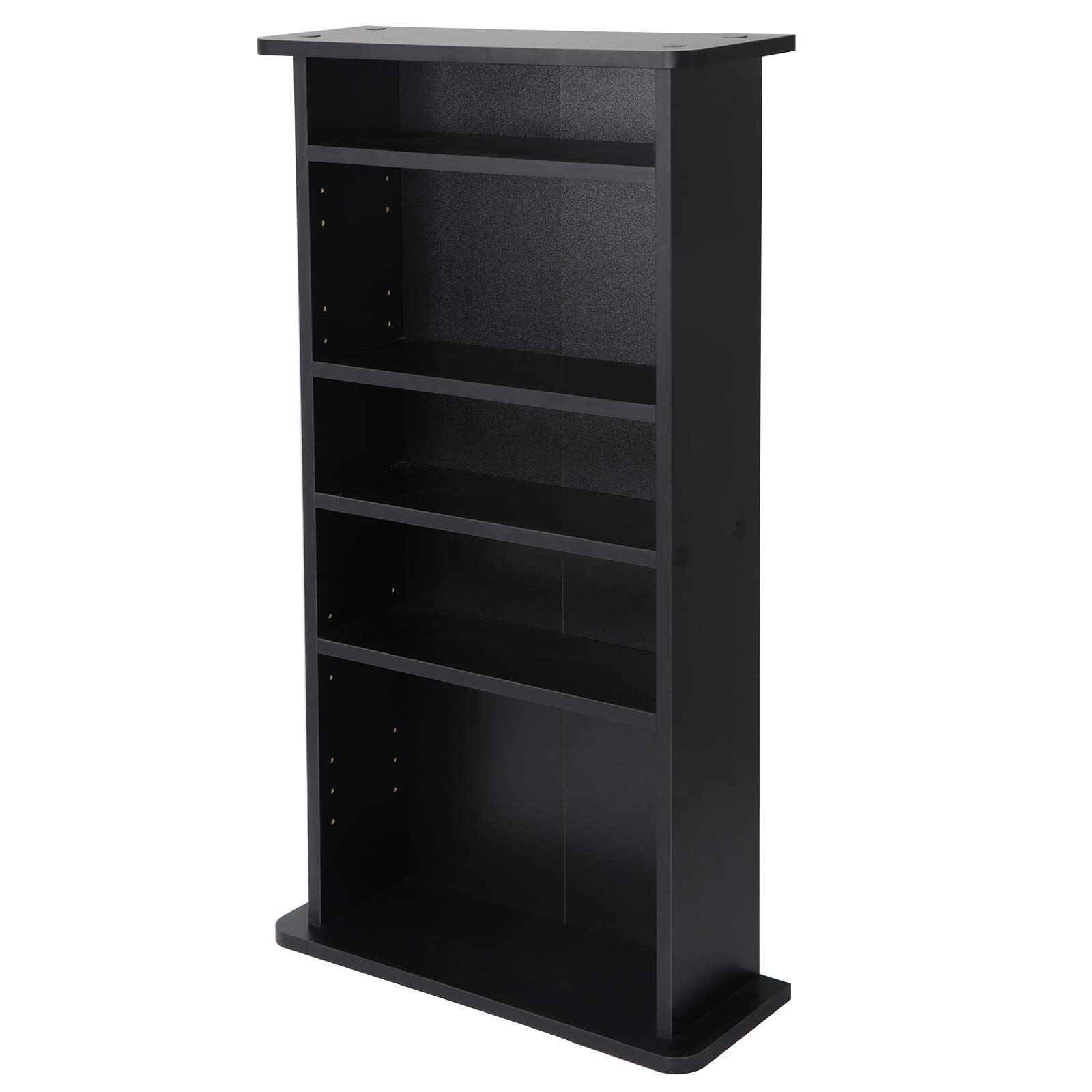 Nova Microdermabrasion Adjustable Media Storage Tower(DVD,CD,Games), 5-Tier Wooden Media Storage Organizer Cabinet, Bookshelf Display Bookcase for CDs, Books, Video Games, Arts