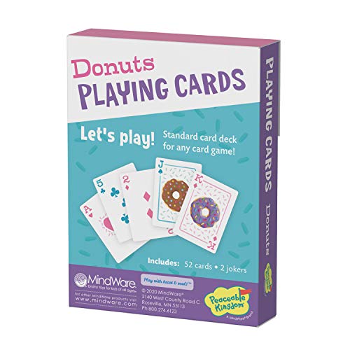 Peaceable Kingdom Full Deck of Themed Playing Cards for Kids – Donuts - Includes Instructions for a Classic Card Game - Great Gift for Ages 3 & up