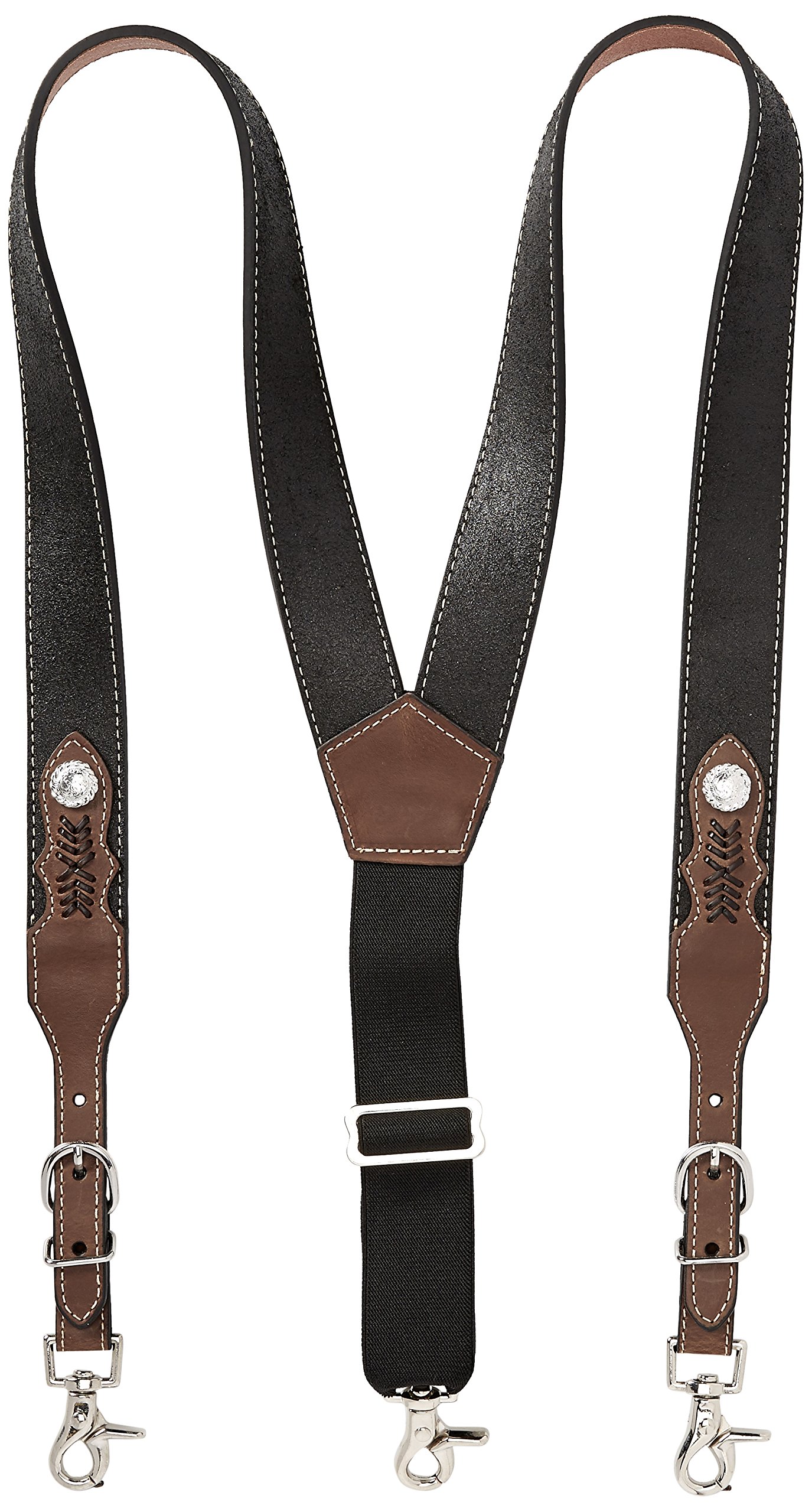 Nocona Belt Co. Men's Top Hand Leather Suspender, Black/Brown, Medium