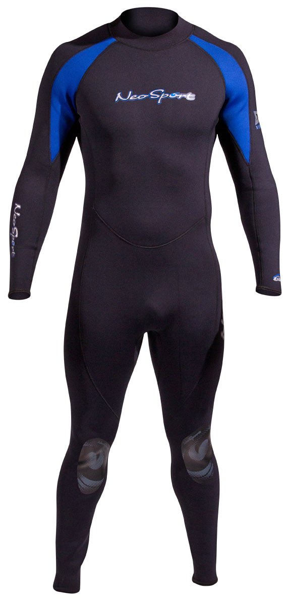 NeoSport Wetsuits Men's XSPAN 7mm Full Jumpsuit, Blue Trim, X-Large - Diving, Snorkeling & Wakeboarding