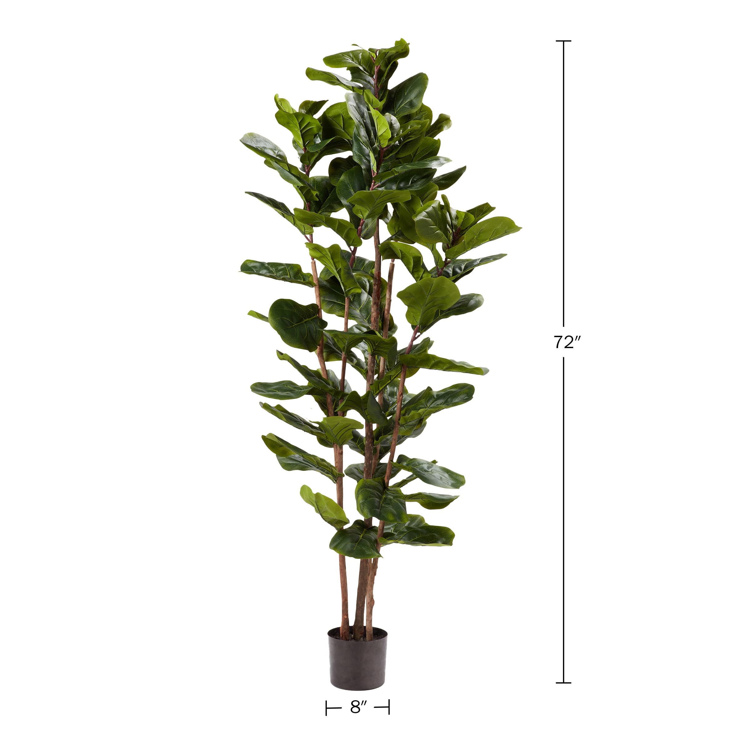 Pure Garden Artificial Fiddle Leaf Fig Tree-6FT Fake Plant with Pot and Natural Feel Leaves for Home or Office Decor, 72", Green