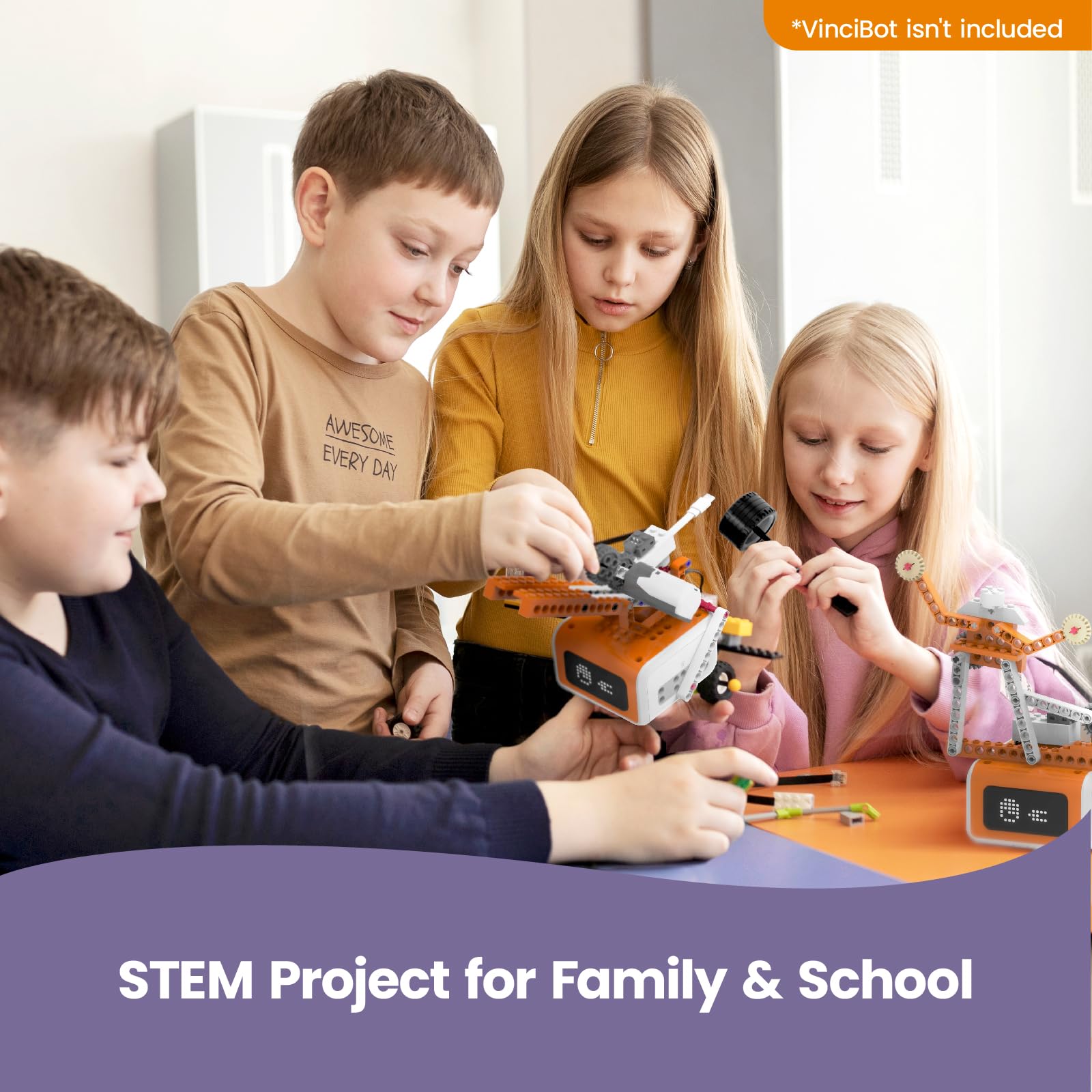 Matatalab Creator Kit for VinciBot Coding Robot, 434+ Building Blocks & DC Motor Included, STEM Educational Kit with 20 Building Cases, DIY Building Science Experiment Kit for Kids Ages 8-12