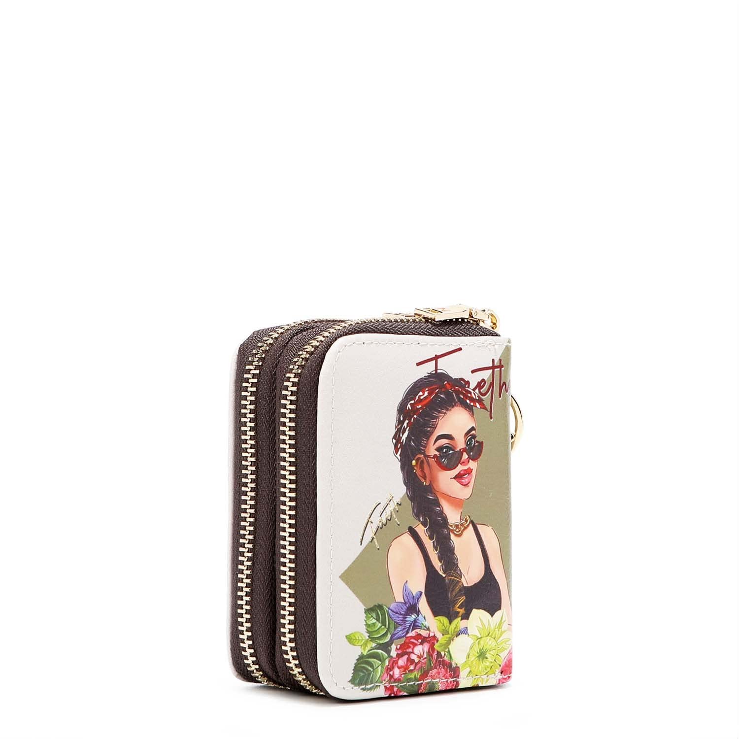 Nicole Lee PRT6319 TOGETHER WE STAND DOUBLE ZIP ACCORDION CARD HOLDER