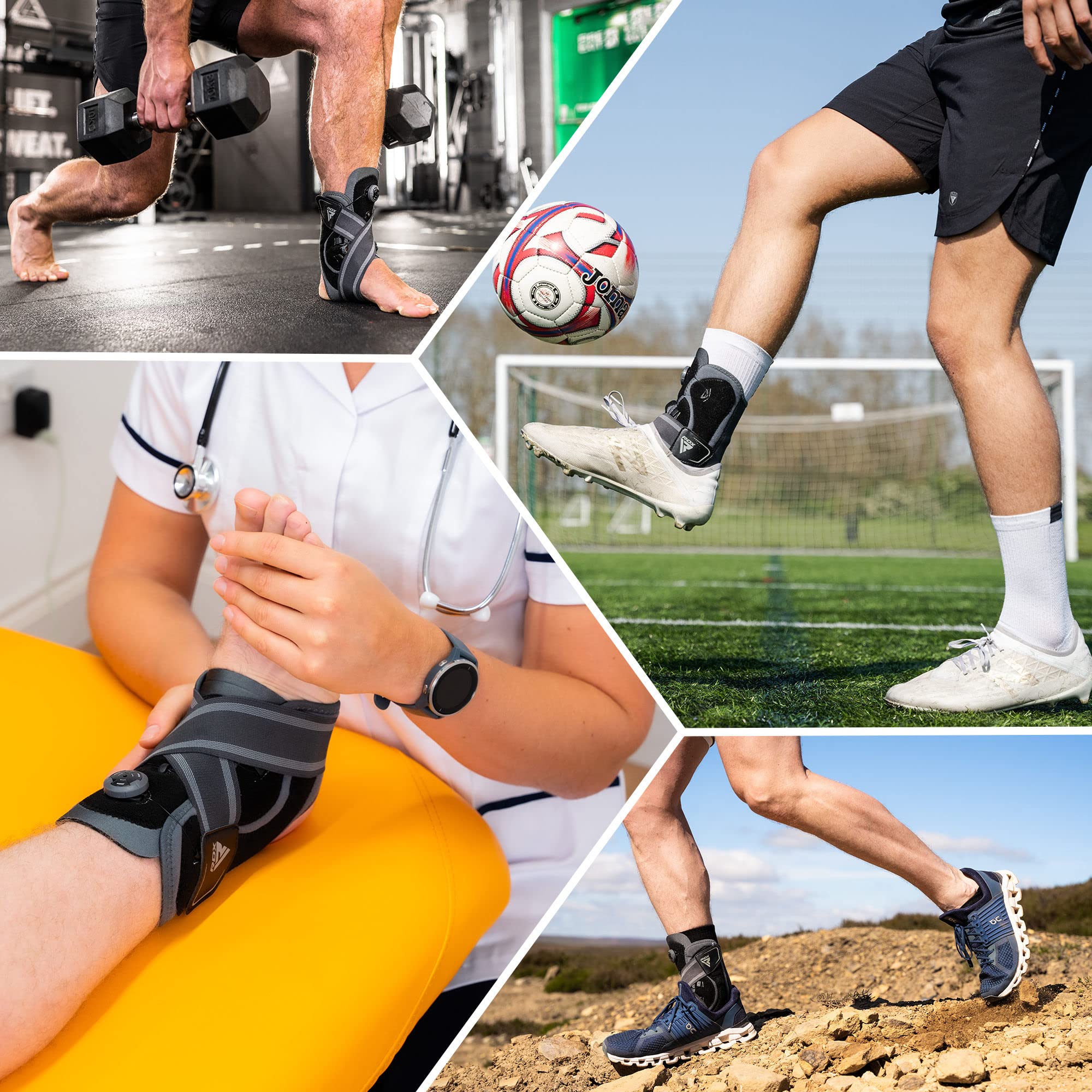 RDX Ankle Support Brace for Men and Women, Elasticated Compression Sleeve, Open Heel Foot Adjustable Straps for Recovery Walking Running Workout Sports Gym Bandage, Sold as Single Item