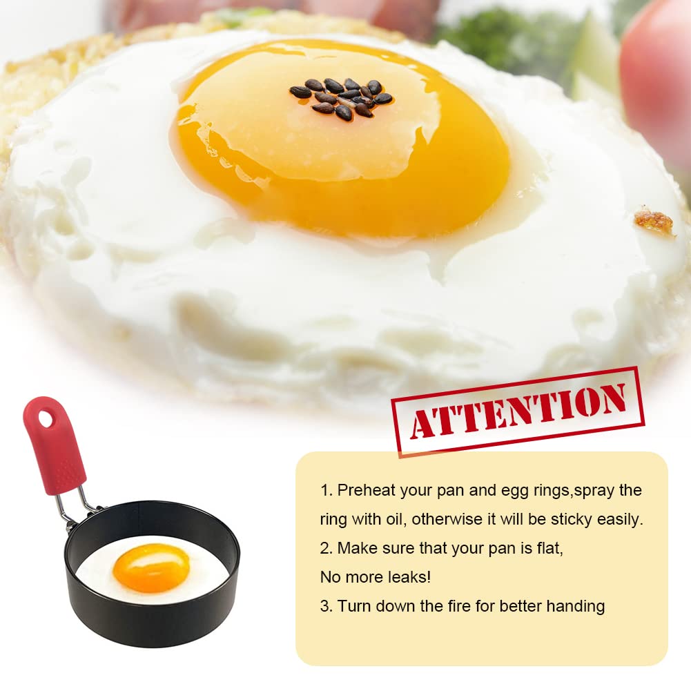Yubng 3.5 inch Egg Rings for Frying Eggs ,4 Pack Non-Stick Egg Patty Maker, Pancake Mold for Indoor Camping Breakfast Sandwiches Egg Mcmuffins (4 pack, 3.5inch)
