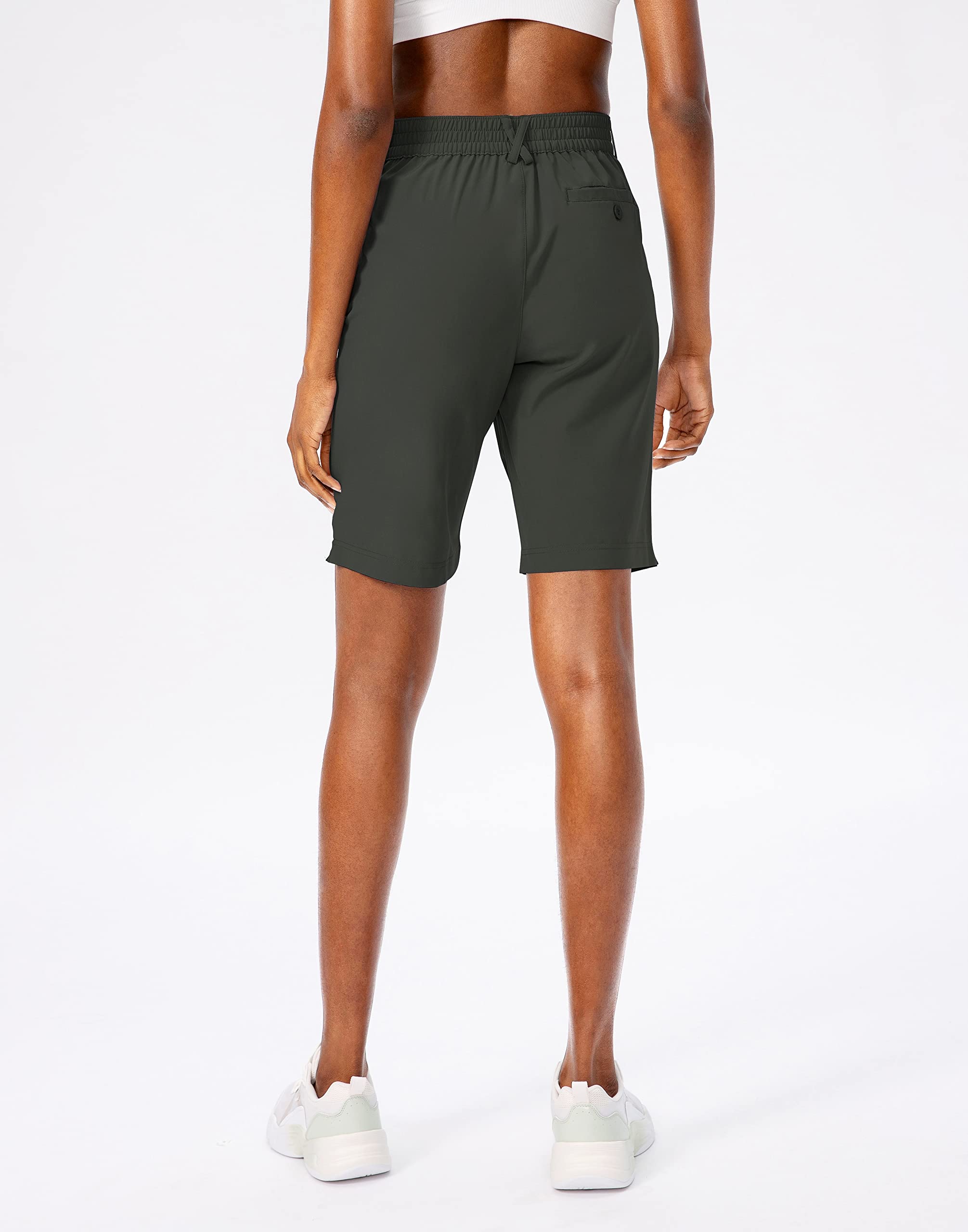 Women's Golf Hiking Shorts Lightweight Quick Dry 9" Cargo Bermuda Long Shorts (Black, XXL-New)
