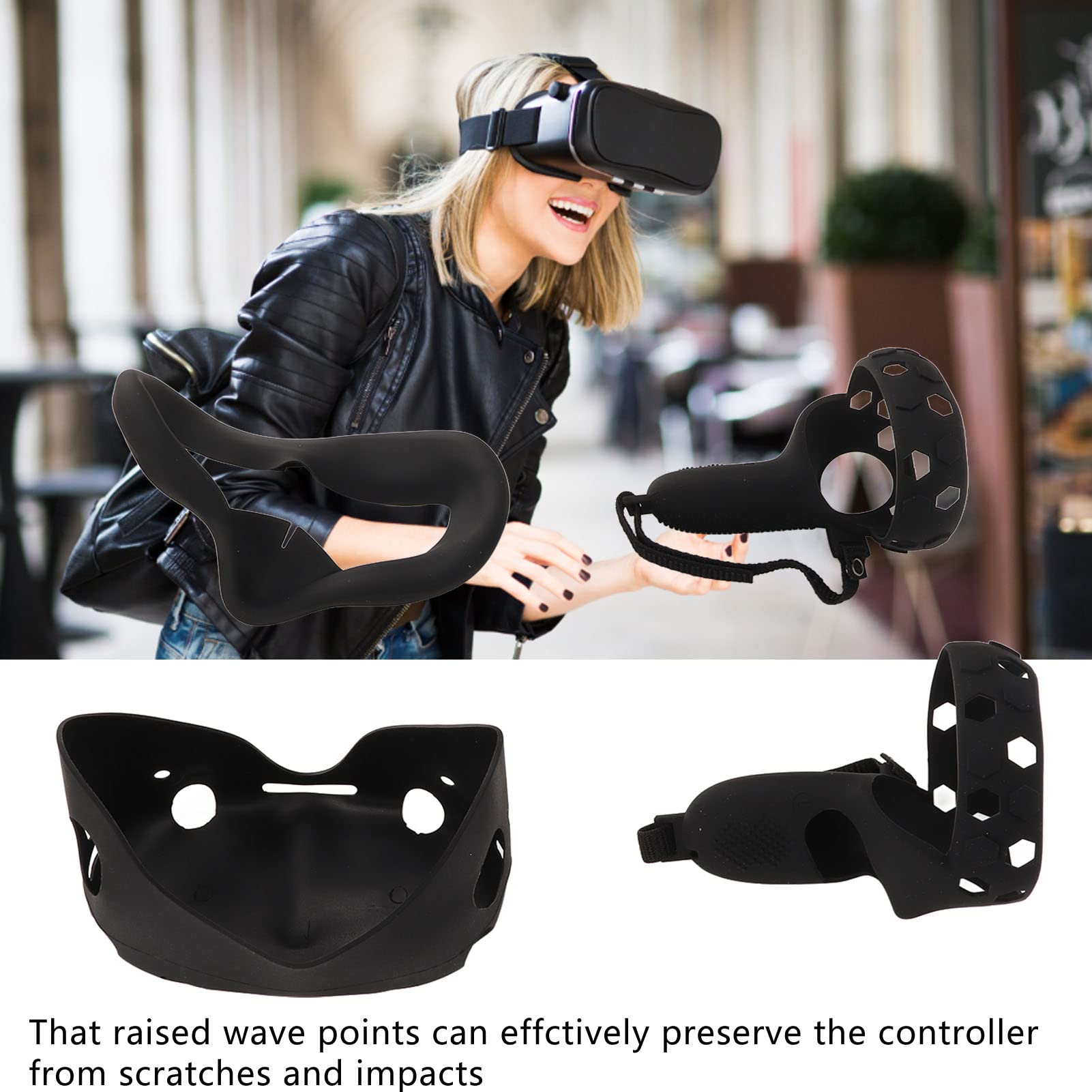 Silicone Cover Set for Quest 2, VR Silicone Grips Face Cover Lens Protective Cover VR Shell Cover Set, Non Slip Design, for Quest 2 Replacement Accessories