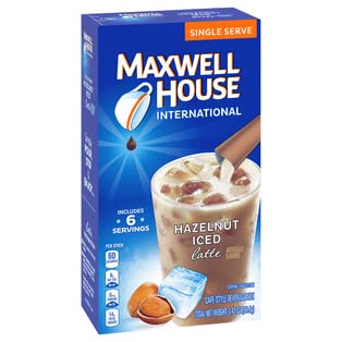 Maxwell House light_roast International Cafe Iced Hazelnut Latte Instant Coffee (3.42 oz Boxes, Pack of 8)