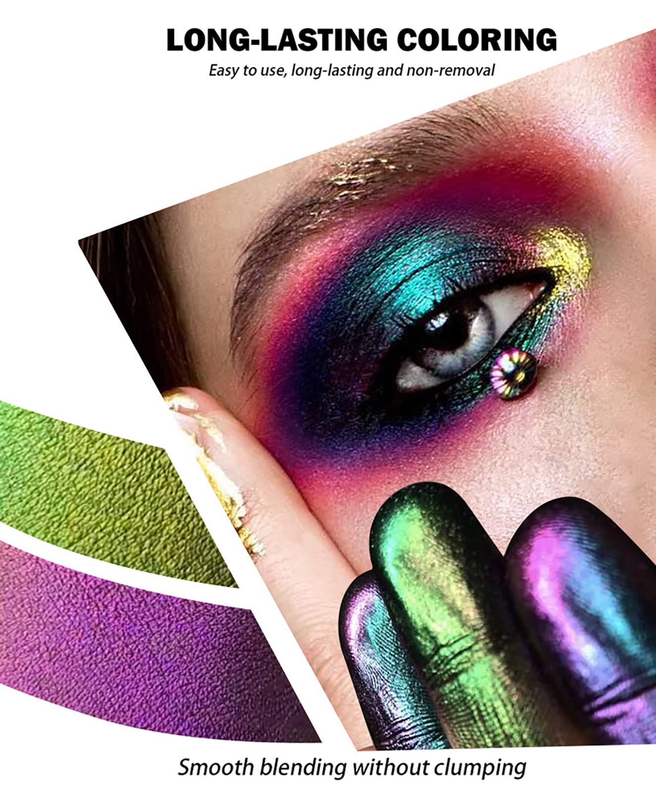 Multichrome Eyeshadow Liquid,Chameleon Liquid Eyeshadow,Intense Metallic Color Shifting Creamy Eye Shadows,Waterproof Long Lasting No Creasing Quick Drying Eye Makeup (01#-2 Pack)