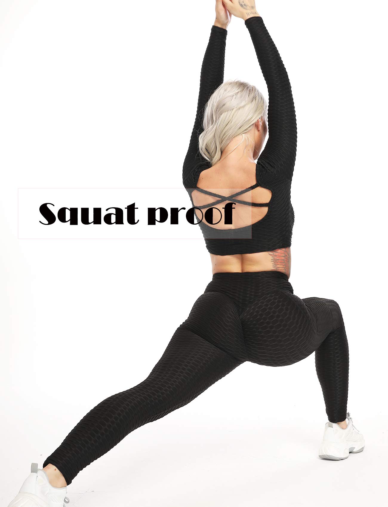 SEASUM Women's High Waist Yoga Pants Tummy Control Slimming Booty Leggings Workout Running Butt Lift Tights L