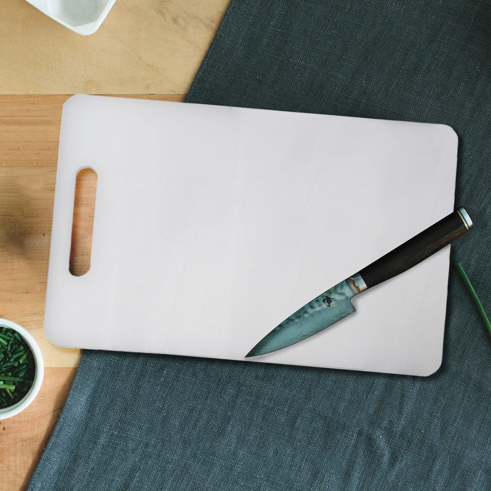 Strictly Sinks Acrylic Cutting Board - Non Slip Cutting Board for Meat, Vegetables & Fruits, Large Dishwasher Safe Cutting Board with Handle - Over the Sink Cutting Board (17-3/8" x 11" x 7/8") White