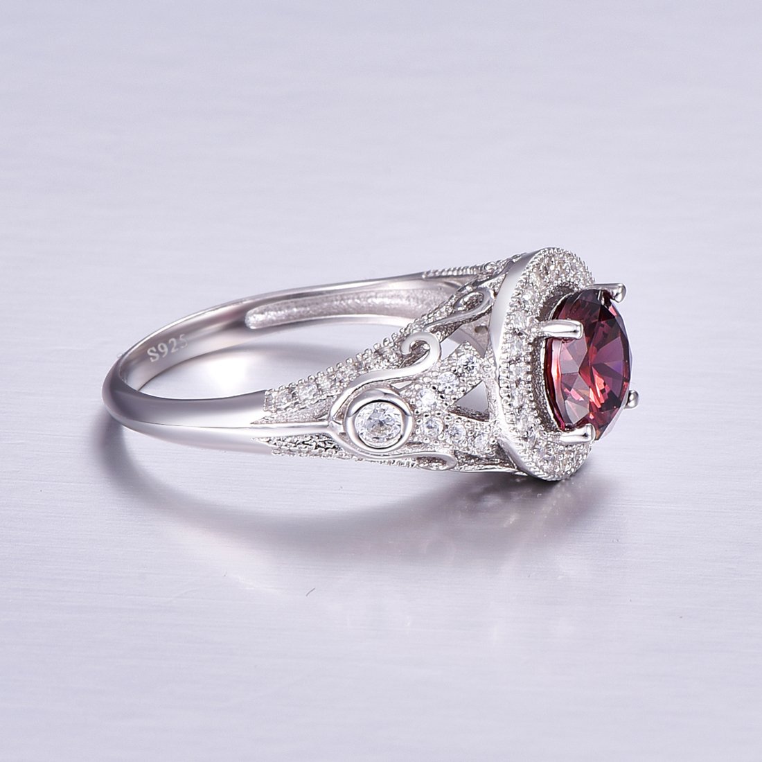 Merthus CZ Halo Engagement Ring for Women, 925 Sterling Silver Ring Size 8