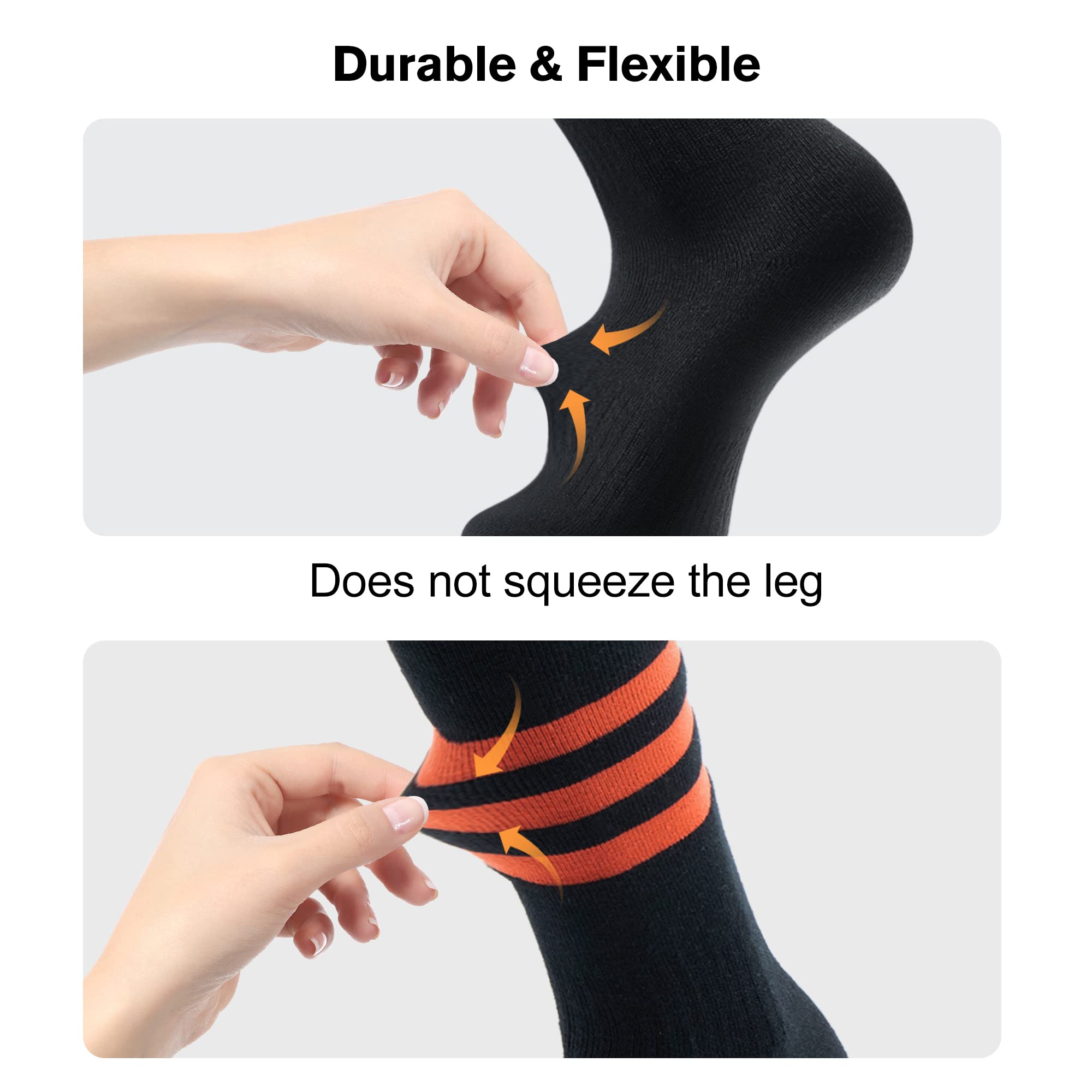 TUTIVAC Ski Socks Over the Calf, Non-slip, for Men & Women, Thermal Socks for Winter, Black-L