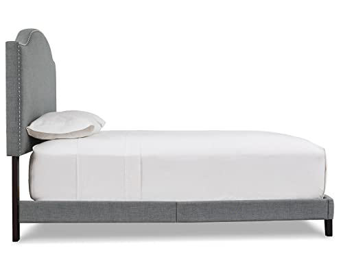 Signature Design by Ashley Adelloni Queen Upholstered Bed with Nailhead Trim, Gray