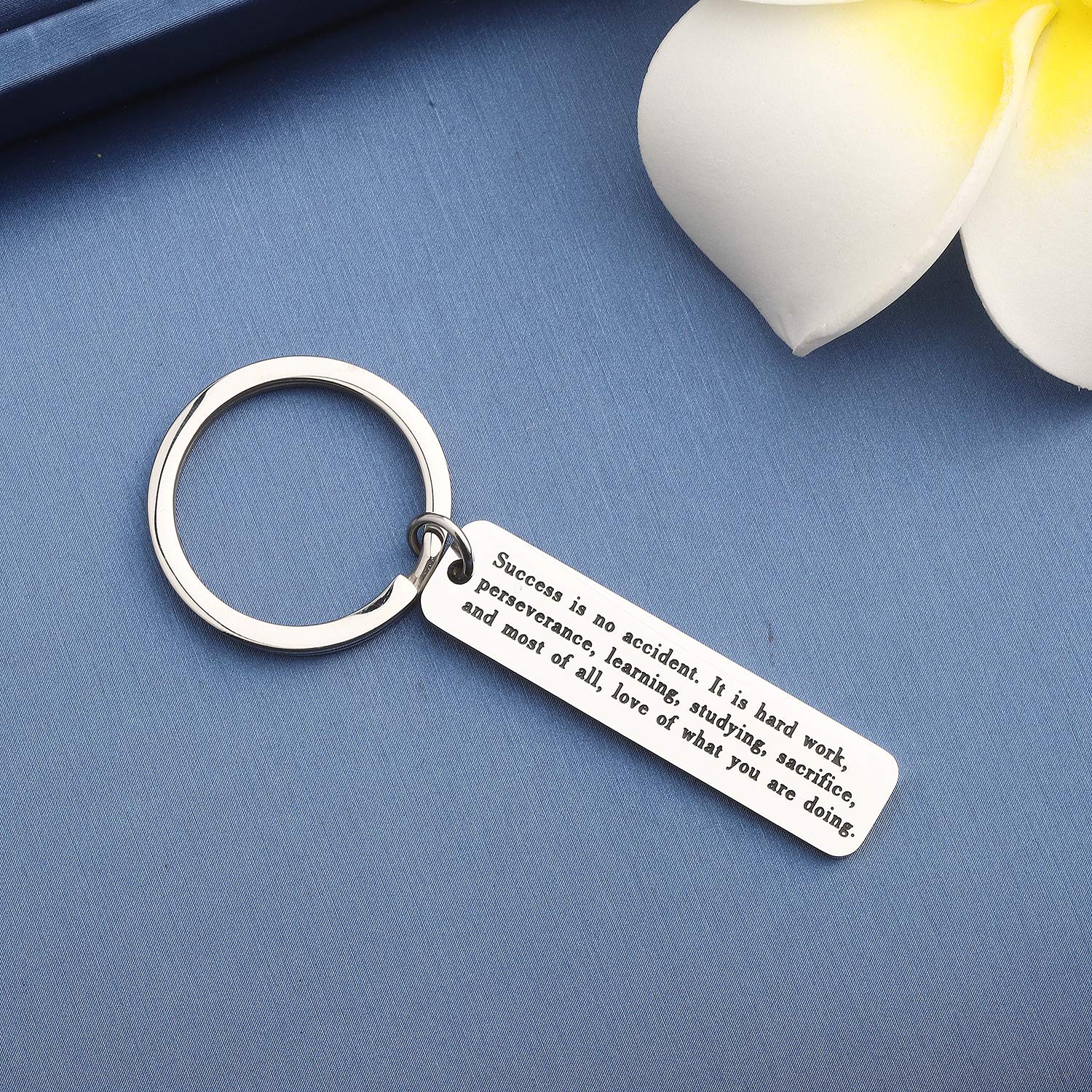 MYOSPARK Success Is No Accident Pele inspirational Quote Keychain Sport Player Motivational Gift Encouragement Gift (Success quote keychain)