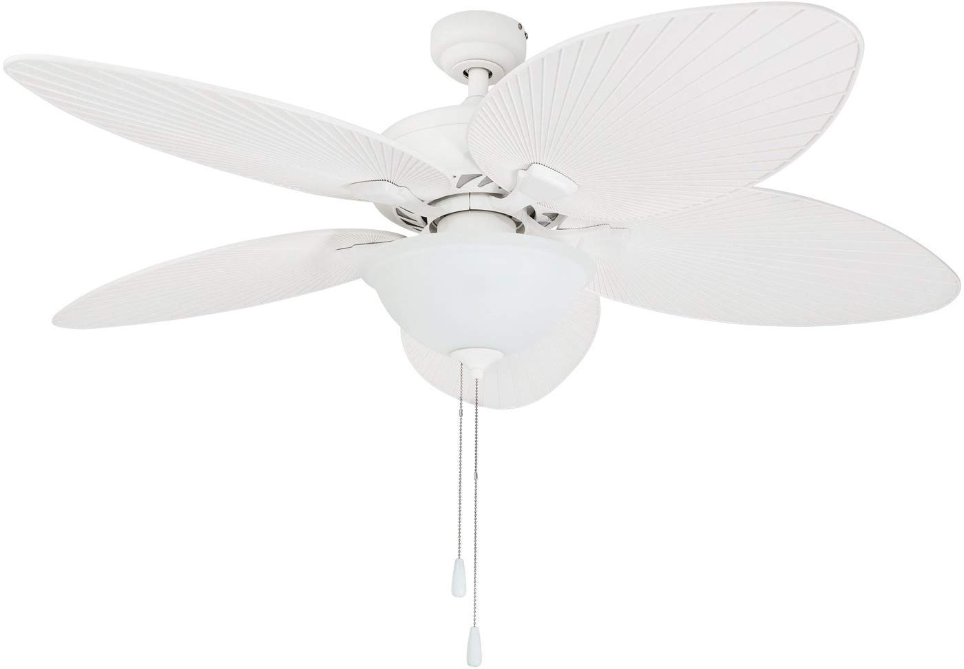 Prominence Home 80017-01 Palm Valley Tropical Ceiling Fan with Palm Leaf Blades, Indoor/Outdoor, 52 inches, White (Renewed)