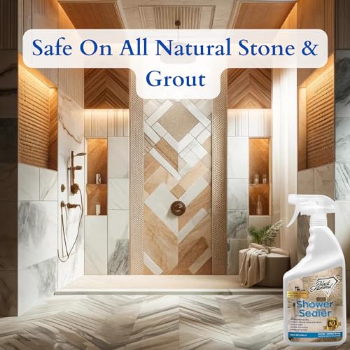 Natural Stone and Grout Penetrating Shower Sealer. Marble, Granite Travertine, Limestone. Protects Making Them Easy to Clean. Works Also on Grout in Tile, Ceramic, and Porcelain. 32oz.