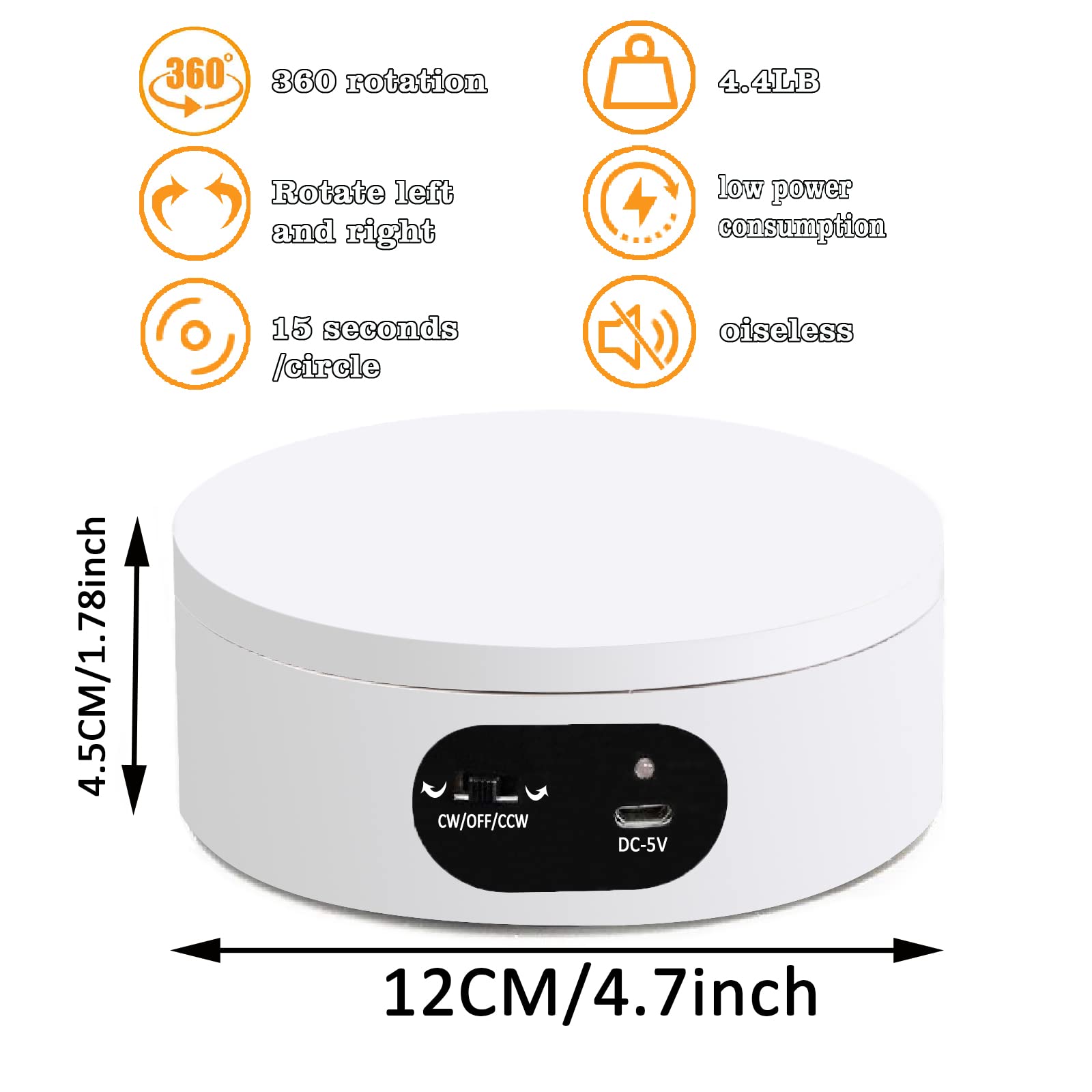 YVV Turner Cup Rotating Display Stand for Epoxy Glitter Tumbler, 360 Degree Automatic Mute Rotating Turntable for Photography Products Tumbler Making Supplies Spinner 4.72*1.77in Motorized Rotation