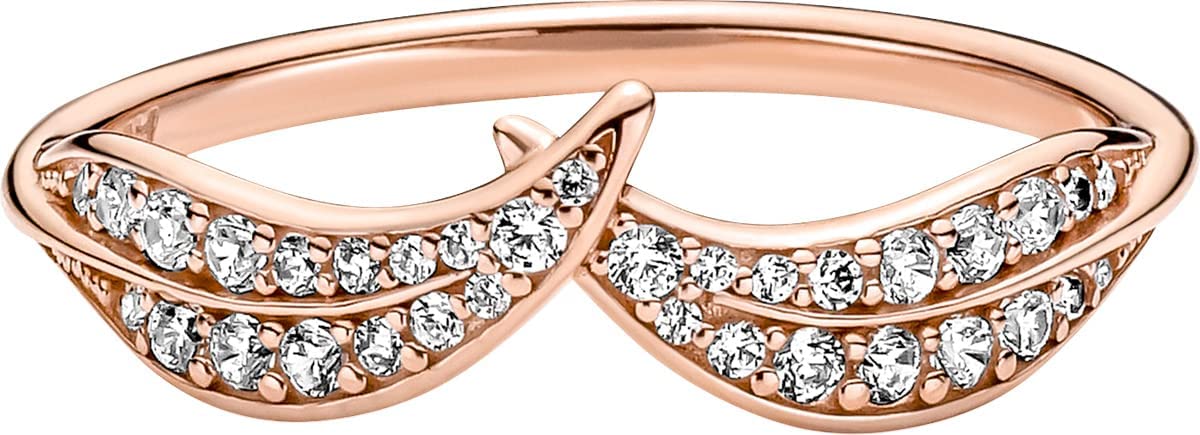 PANDORA Sparkling Leaves Ring, Pandora Rose, Size: EUR-56, US-7.5 - 189533C01-56