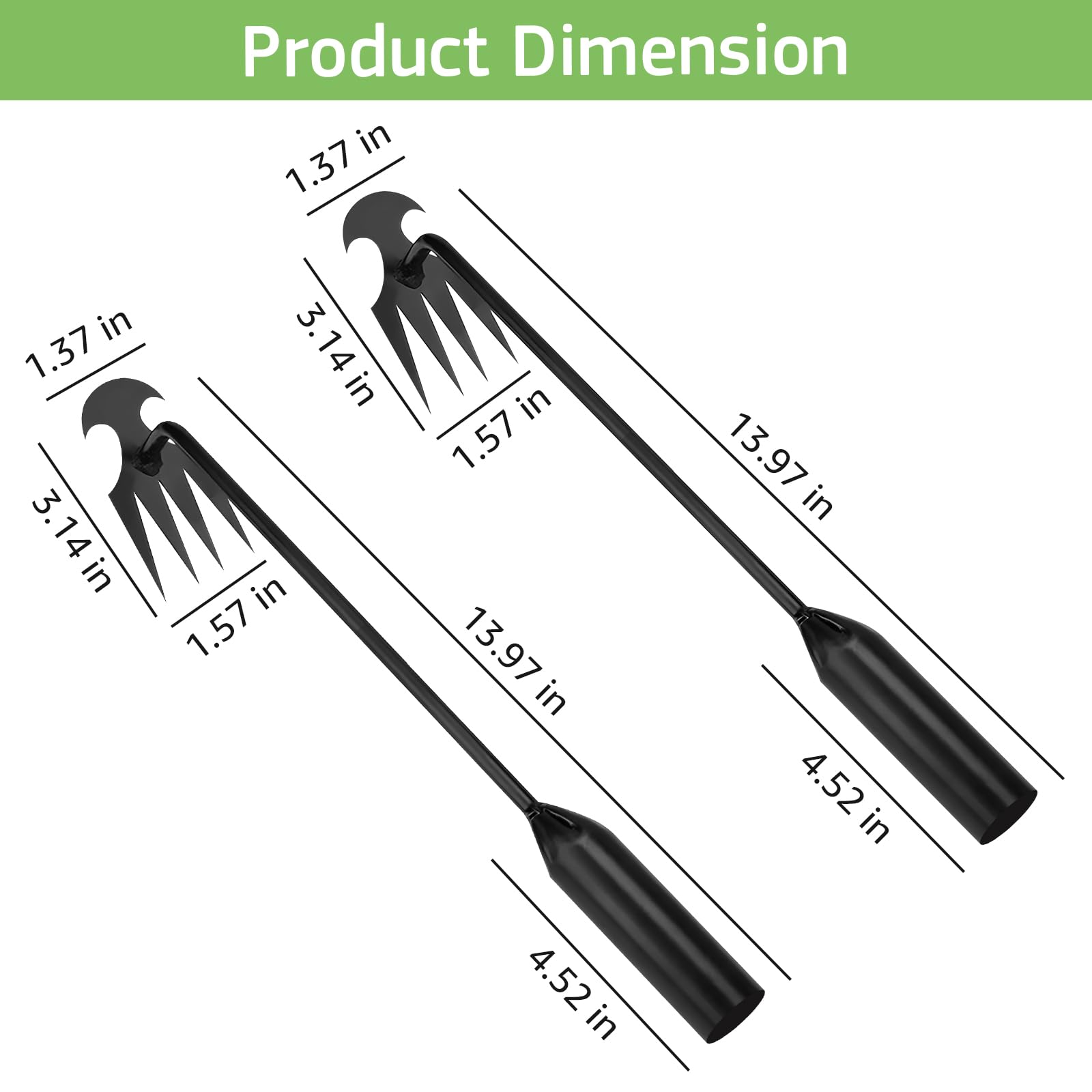 Weed Puller Tool Garden Weed Pulling Tool, 15.7 inches Portable 4 Teeth Garden Weeder Tool Uprooting Weeding Tool, Manganese Steel Forged Hand Weeder for Gardening Backyard Vegetable Farm Planting