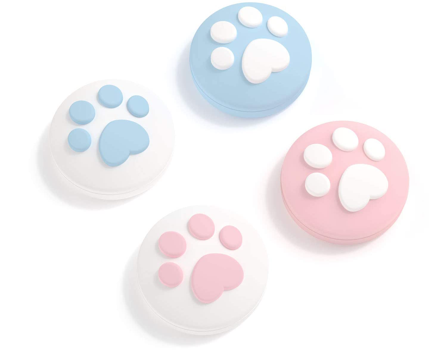 Thumb Grip Joystick Caps for Nintendo Switch/OLED/Lite Console, Cute Cat Paw Shape Kawaii Silicone Joystick Cover Replacement Thumb Grip Covers for Joycon Switch Controller - Pink & Blue, 2 Pairs