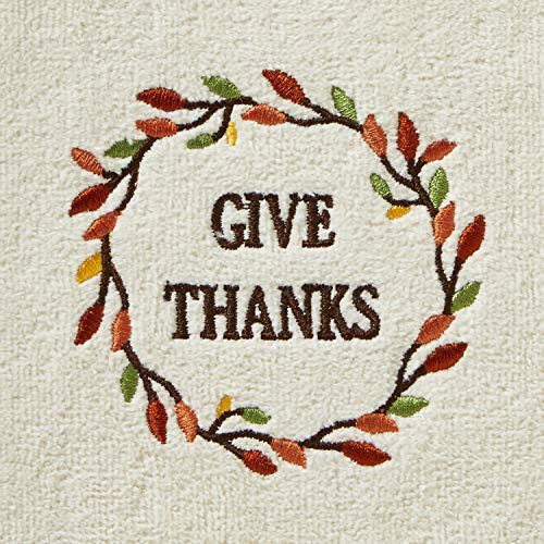SKL Home Harvest Wreath Thanks Hand Towel Set, White 2 Count