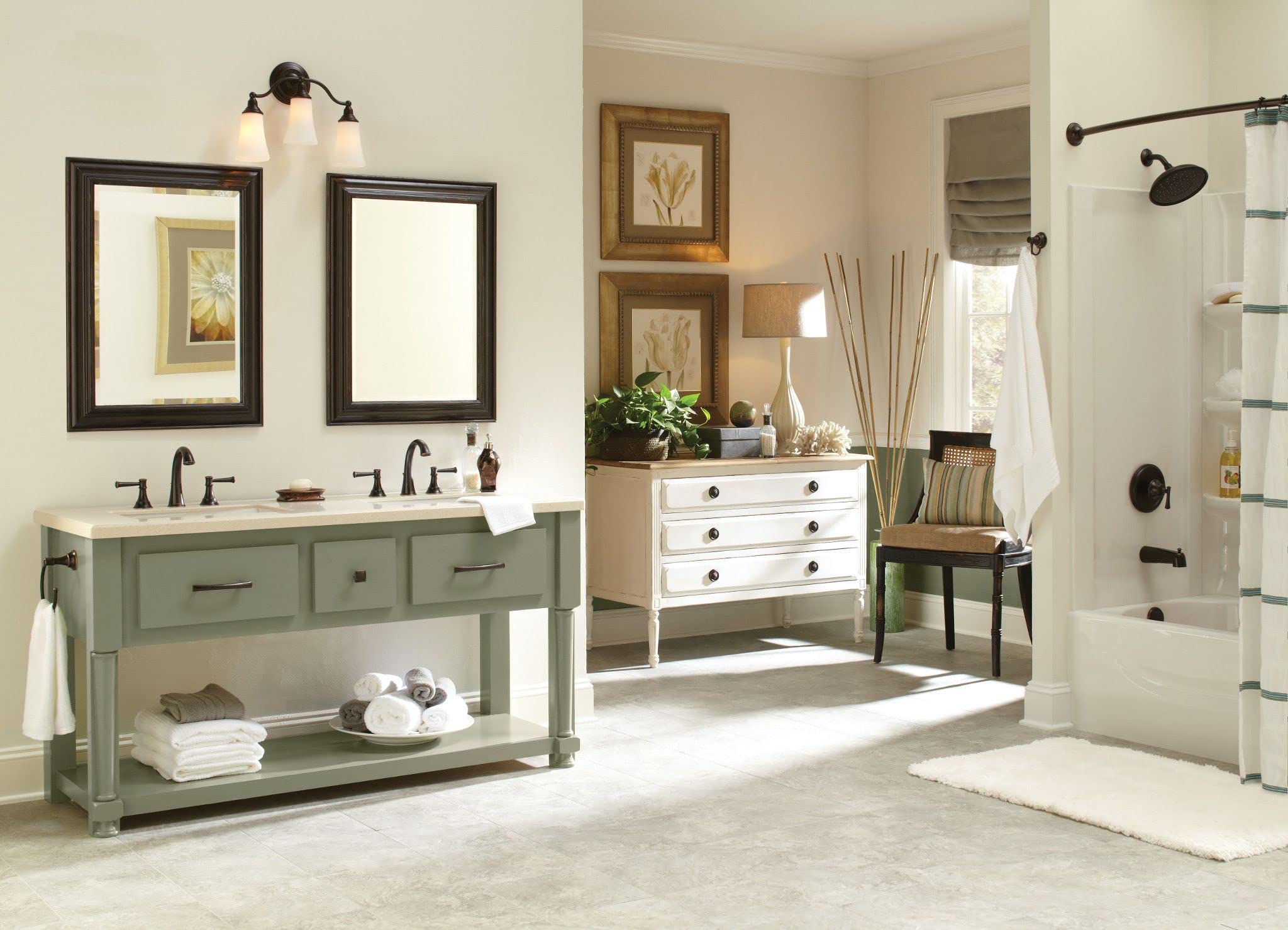 Moen Ashville Mediterranean Bronze PosiTemp Tub and Shower Faucet Set with Valve, 82877BRB
