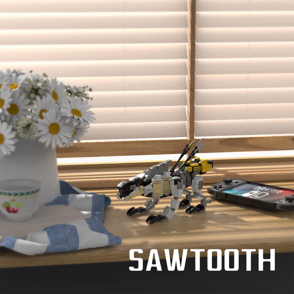 WiMiU Zerro-Dawn Thunder Sawtooth Building Set;Horizontal Zero Daybreak Building Blocks Display Model,Collectible Desktop Ornaments,Halloween Christmas Toy and Birthday Gift for Gaming Fans (464PCS)