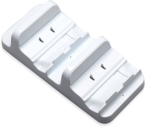 Megadream Xbox One Dual Charging Charger Docking Station Stand, 2 x 300mAh Rechargeable Battery Pack & Charge Cable for Microsoft Xbox One, Xbox One Slim, Xbox One X, Xbox One Elite Controller - White