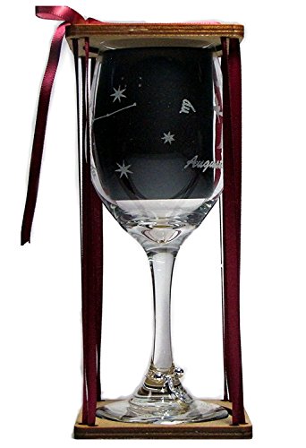 Virgo Astrological Sign Stemmed Wine Glass with Charm and Presentation Packaging