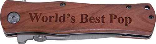 World's Best Pop Folding Pocket Knife - Great Gift for Father's Day, Birthday, or Christmas Gift for Dad, Grandpa, Grandfather, Papa (Wood Handle)