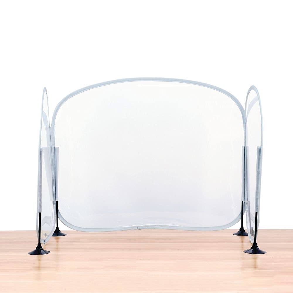 Sneeze Guard Desk Shield β Plastic Divider Screen for Desk, Table or Counter - Fold-Up Portable Barrier β Classroom or Office Shield