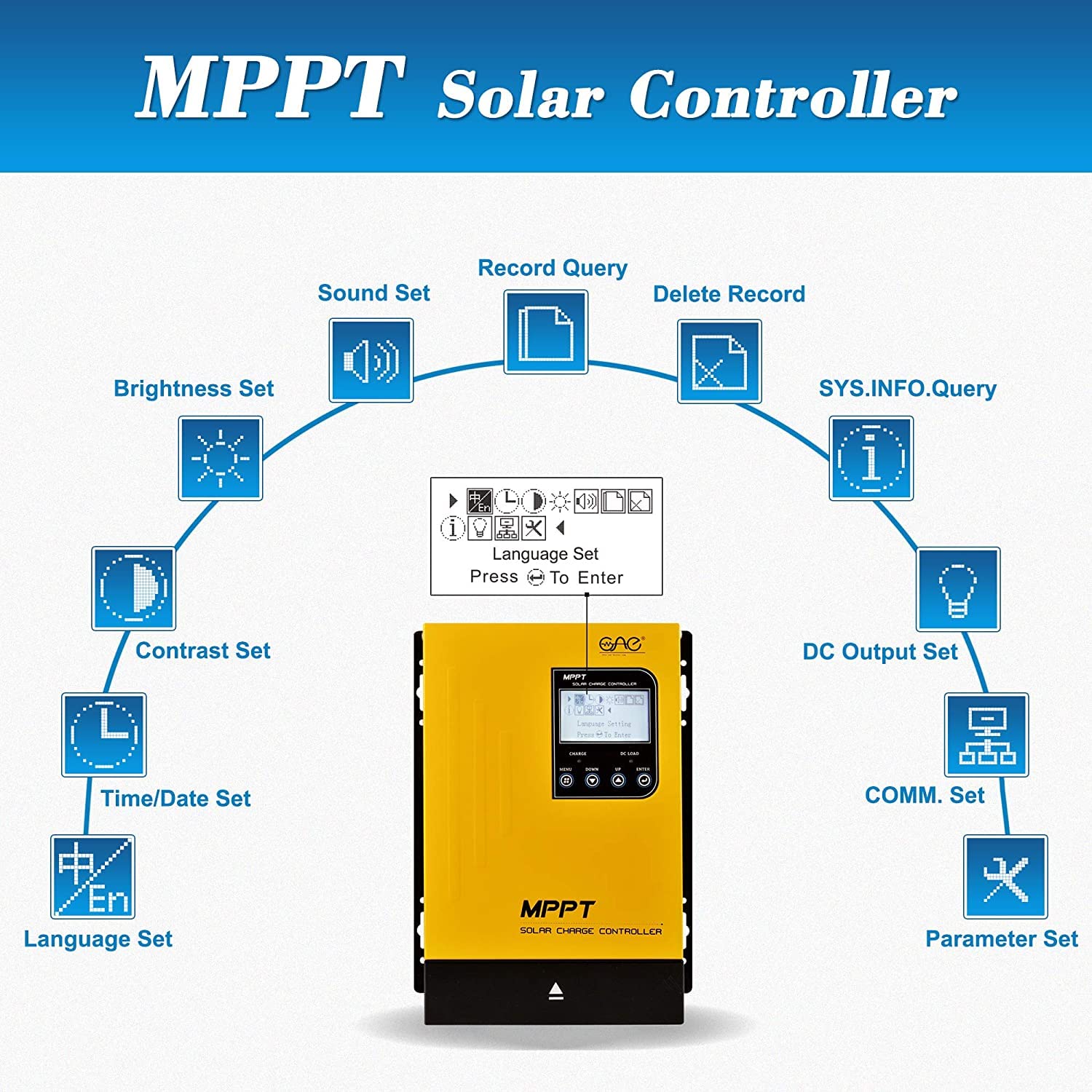 OAE MPPT Solar Charge Controller 60amp DC 12V24V48V Auto Battery Regulator PV 150V Input MPPT Charge Controller for Lithium, Sealed, Gel, and Flooded Batteries