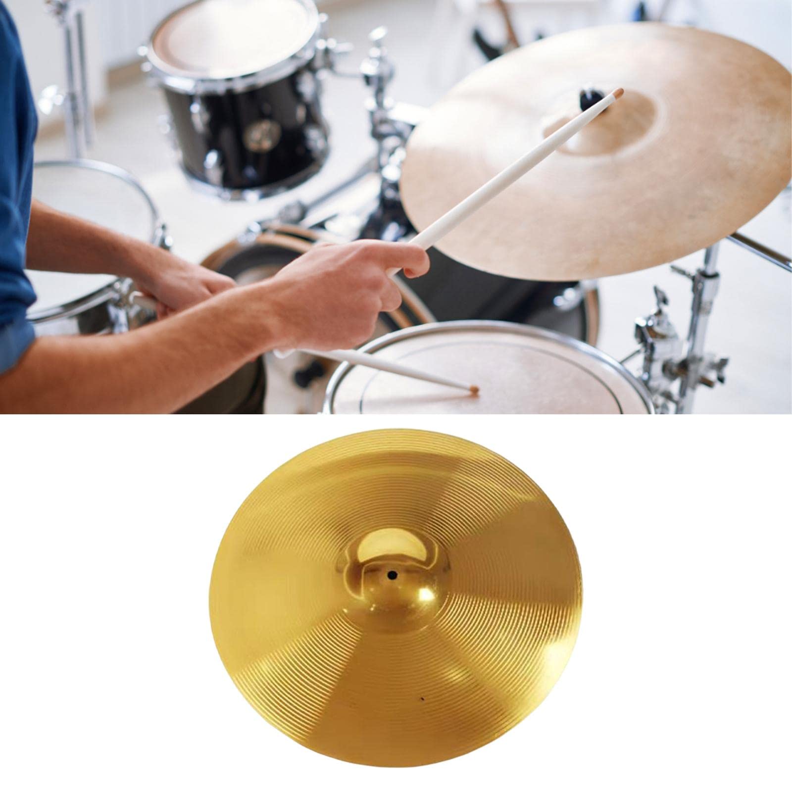 Tachiuwa Durable Brass Jazz Drum Crash Cymbals Alloy Crash Cymbal Hi Hat for Drum Players, 12inch