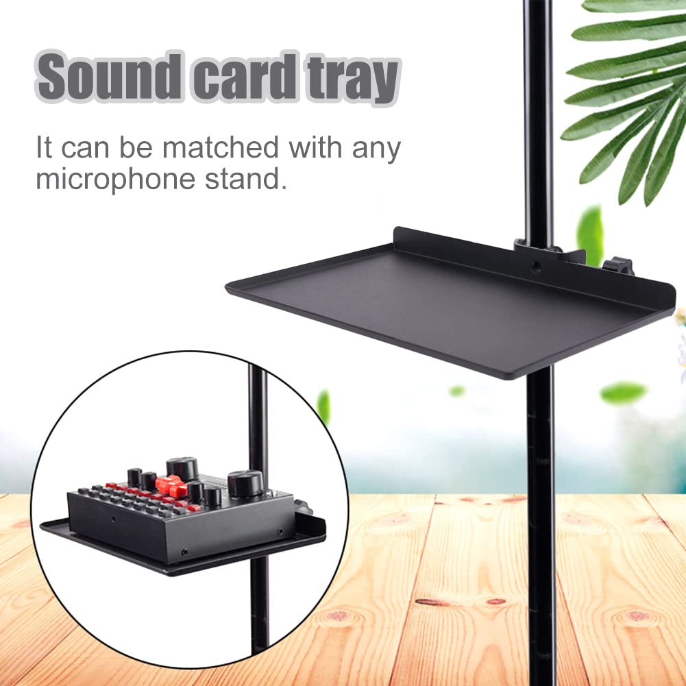 Sound Card Tray Metal Shelf Bracket Phone Clip Iron Microphone Stand Live Tripod Sound Card Tray Broadcast Stable Shelf(black)