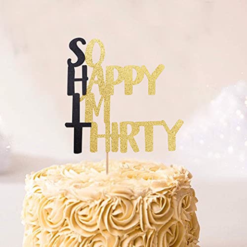 So Happy I'm Thirty Cake Topper - 30th birthday cake topper, Fabulous Birthday Cake Party Decorations.Black men's and women's 30th birthday cake party decoration (single side)