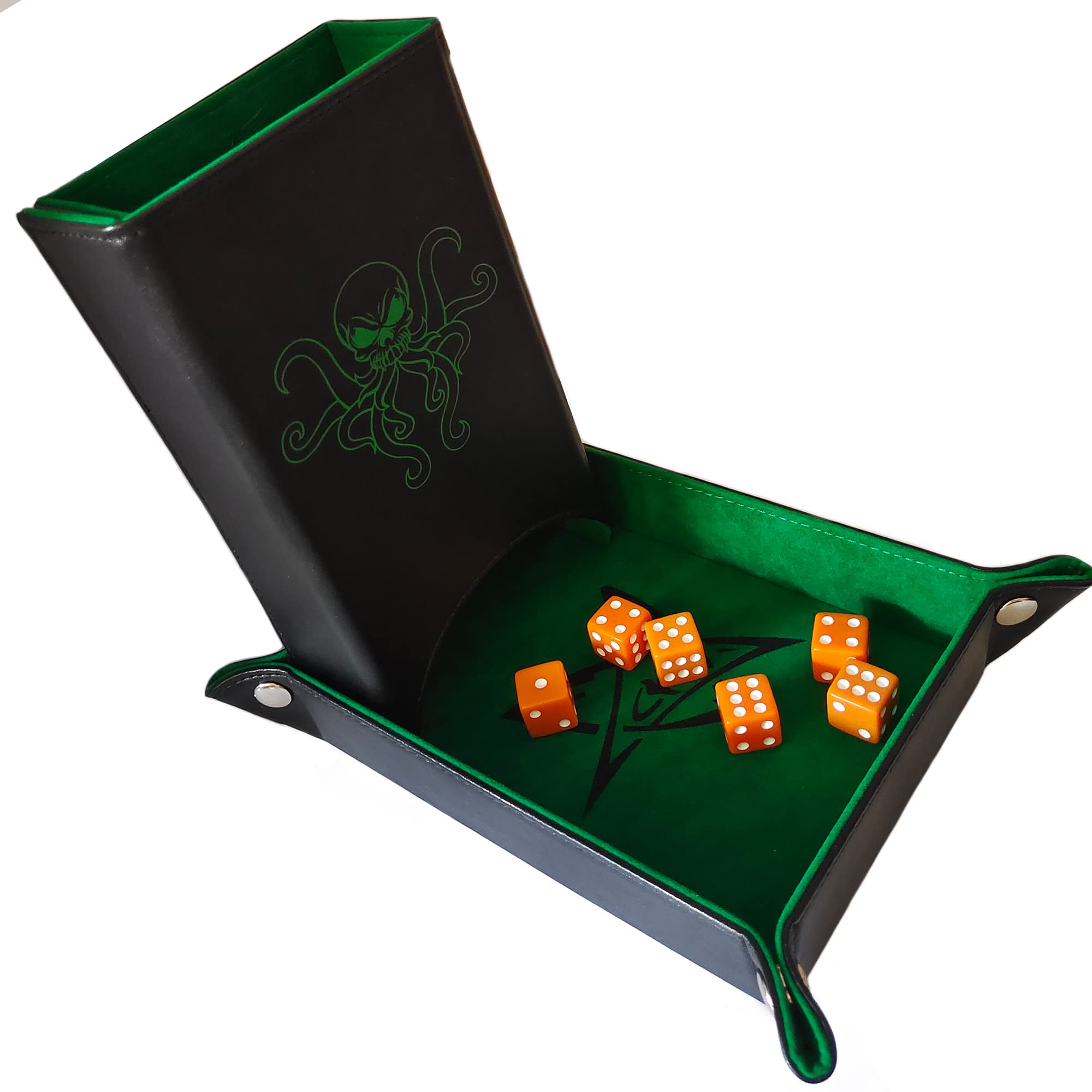 TRPGBOX Dice Tower and Dice Tray for RPG Table Top Gaming - Black/Green